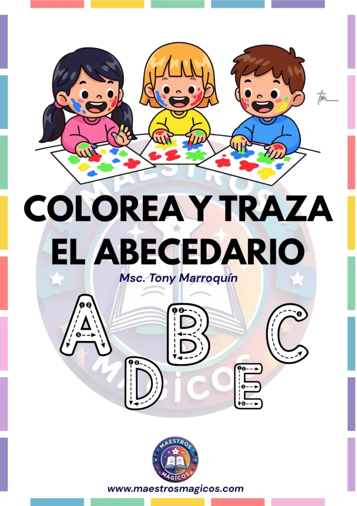 Colorea y traza el abecedario - Maestros Magicos